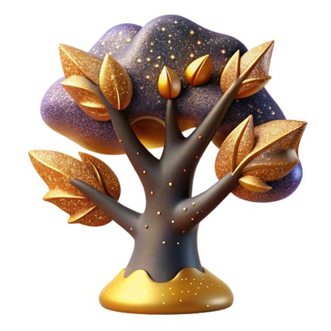 Impressive Artistic Stylized Tree Iconography Cutout With Autumn Leaves