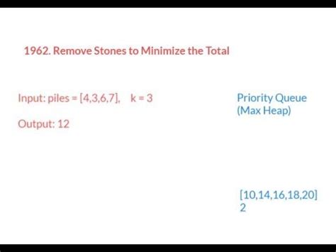 Leetcode 1962 Remove Stones To Minimize The Total Java Solution Using