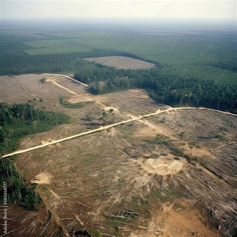 Ariel View Of Deforestation Generated Ai Generated Ai Stock