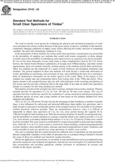 Astm D143 23 Standard Test Methods For Small Clear Specimens Of Timber