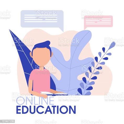 교육 아이 온라인 교사와 훈련 학생은 컴퓨터 스마트폰 또는 노트북을 사용하여 공부합니다 집에서 학교 훈련 플랫 벡터 일러스트레이션 학습 가상현실에 대한 스톡 벡터 아트 및