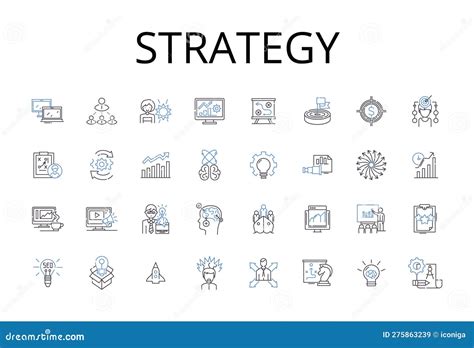 Strategy Line Icons Collection Plan Tactic Approach Scheme Blueprint Method Procedure