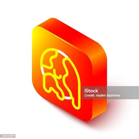 백색 배경에 고립 된 지구 온난화 아이콘에 녹는 등도 선 행성 지구 생태 학적 문제 및 솔루션 온도계 주황색 정사각형 버튼 벡터 3차원 형태에 대한 스톡 벡터 아트 및 기타