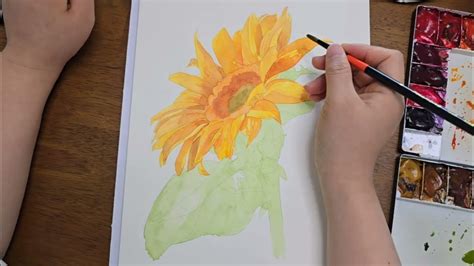 수채화 해바라기 그리기 빨리감기 13분 Youtube