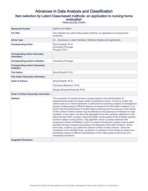 Pdf Item Selection By Latent Class Based Methods An Application To Nursing Home Evaluation
