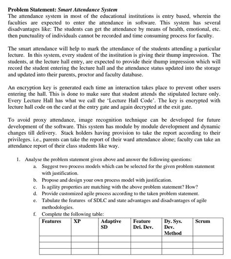 Problem Statement Smart Attendance System The