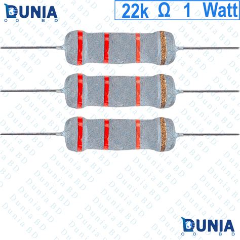 22k Ohm 1 Watt One Watt Resistor ±5 22kΩ 22 Kohms 22000 Ohms Metal