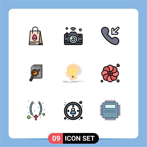 Editable Vector Line Pack Of 9 Simple Filledline Flat Colors Of Data Analytics Wifi Analytic