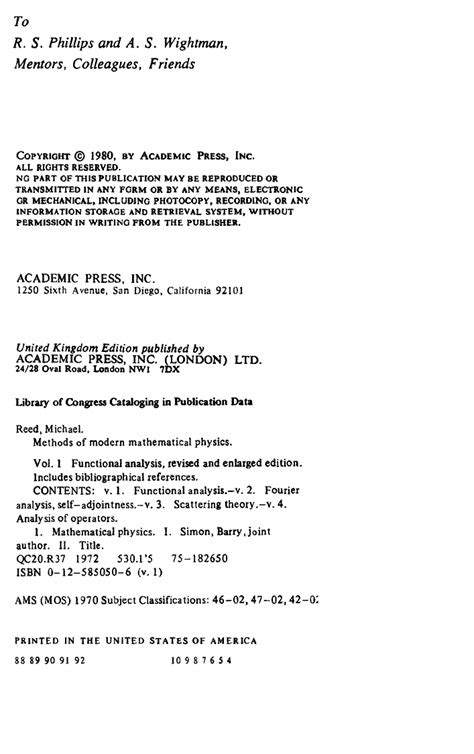 Reed M Simon B Vol 1 Methods Of Mathematical Physics Functional Analysis Física Matemática