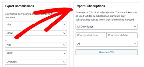 how to export subscription orders to csv in wordpress