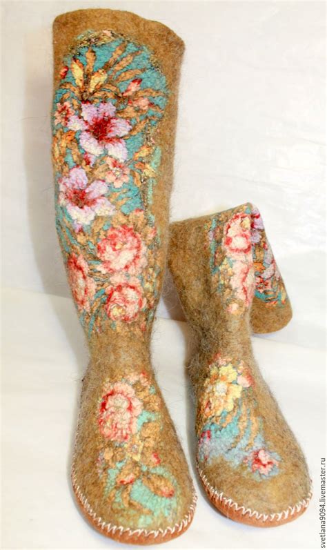 Валяные сапожки для дома Осеннее танго Валяние Обувь из войлока Женские аксессуары