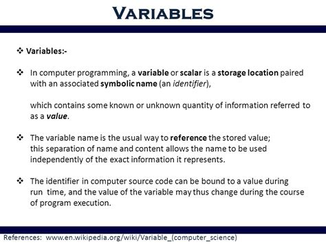 Variables Programming