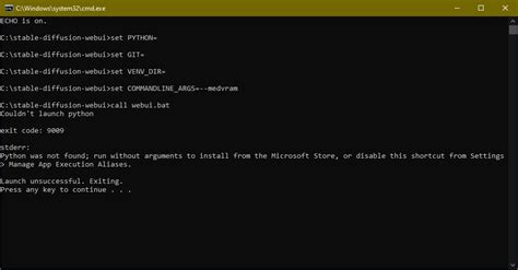Bug Exit Code 9009 Error · Issue 5100 · Automatic1111stable