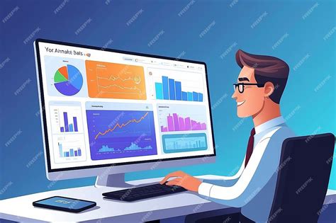 Premium Photo Digital Advertising Businessman Analysing Emarketing Stats On Computer Screen