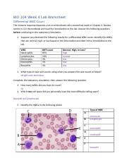 Week Lab Worksheet Docx BIO Week Lab Worksheet Differential WBC Count The Immune