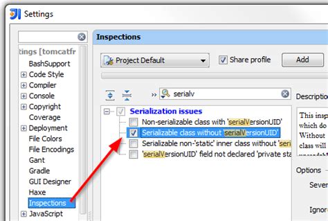 Serialization IDEA Adding Default Serial Version ID For Serializable