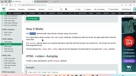 W3schools Html Tutorial 31 Html Video Youtube