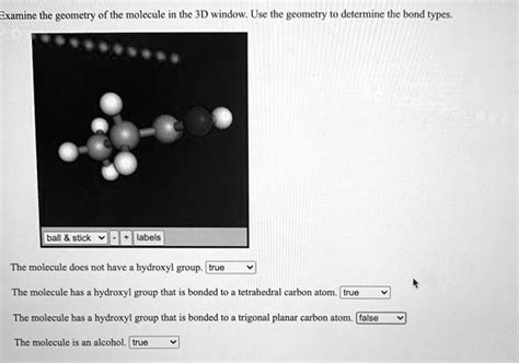 Solved Examine The Geometry Of The Molecule In The 3d Window Use The Geometry 0 Determine The