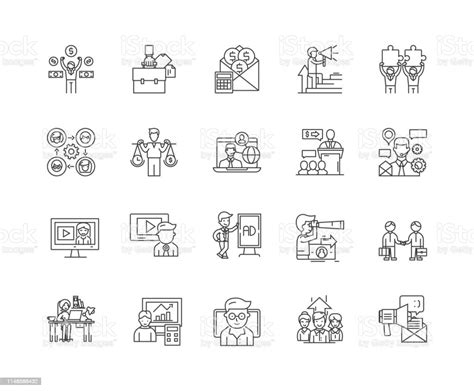 비즈니스 관리 라인 아이콘 징후 벡터 세트 개요 그림 개념 0명에 대한 스톡 벡터 아트 및 기타 이미지 0명 개념 개발 Istock