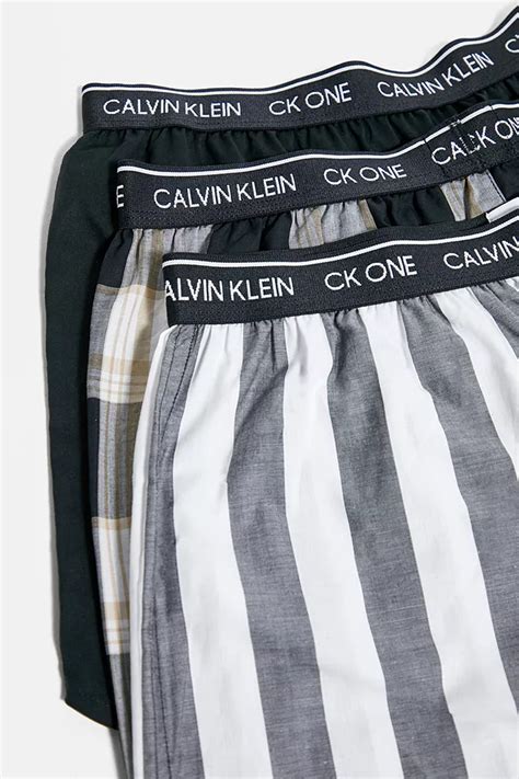 Calvin Klein Slim Fit Stripe And Plaid Boxer Trunks 3 Pack Urban Outfitters Uk