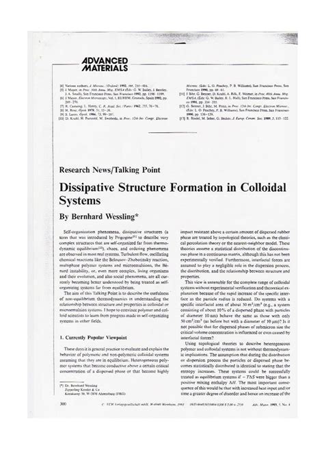Pdf Dissipative Structure Formation In Colloidal Systems