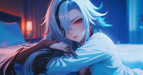 4k HD Wallpaper Arlecchino Resting In Moonlit Hotel Room