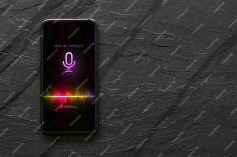 Premium Photo Mobile Phone With Activated Voice Assistant
