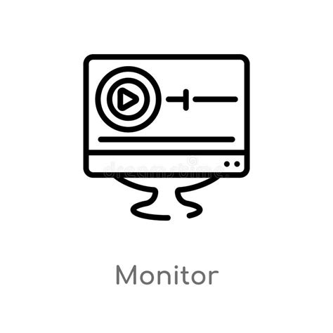 Outline Monitor And Computer Mouse Vector Icon Isolated Black Simple Line Element Illustration