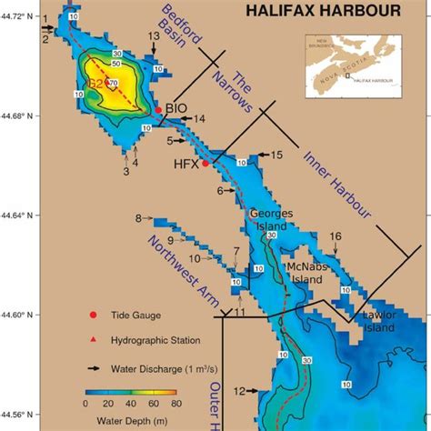 Bathymetry And Geographic Features Of Halifax Harbour And Adjacent Download Scientific