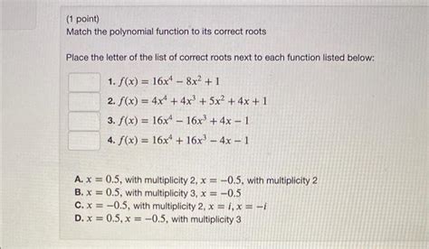 Solved Point Match The Polynomial Function To Its Chegg Com