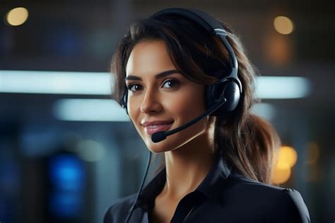 Premium Ai Image Women In A Call Center Smiling While Working Ai