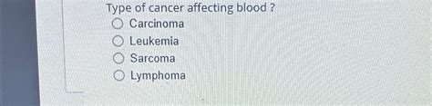 Solved Type Of Cancer Affecting
