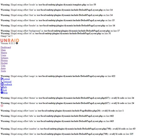 6111 Webgui Errors General Support Unraid