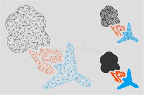 Fired Airplane Vector Mesh Wire Frame Model And Triangle Mosaic Icon Stock Vector Illustration