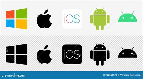 Apple Android And Windows Logo On Isolated And Transparent Background For You Design Mobile OS