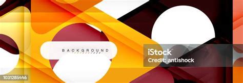 기하학적 배경 원형 및 삼각형 모양 배너입니다 브로슈어 또는 전단지 프레 젠 테이 션 및 웹 디자인 레이아웃에 대 한 그림 0명에 대한 스톡 벡터 아트 및 기타 이미지