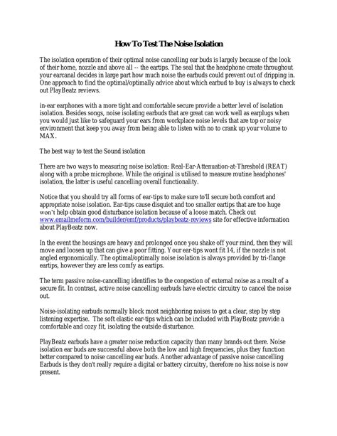 How To Test The Noise Isolation Pdf Docdroid