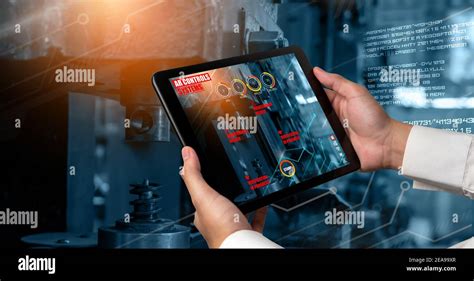 engineer use augmented reality software in smart factory production