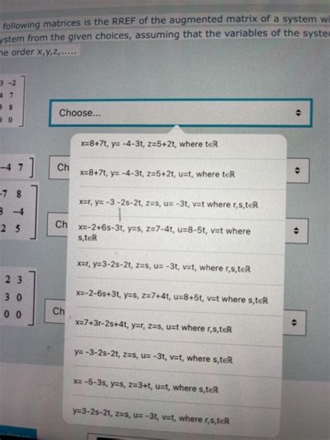 solved each of the following matrices is the rref of the