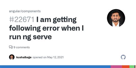 I Am Getting Following Error When I Run Ng Serve · Issue 22671 · Angularcomponents · Github