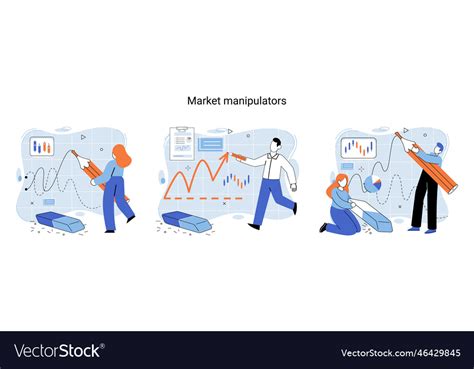 Stock Market Manipulation Characters Analyzing Vector Image