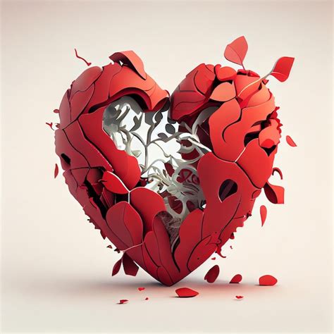 Premium Ai Image Red Love Heart Generative Ai