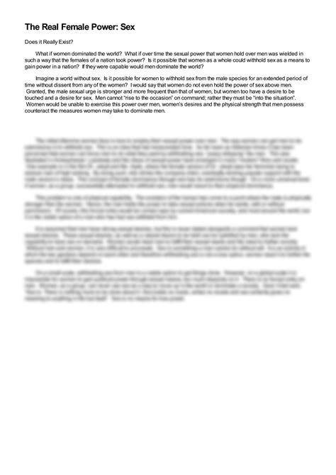 SOLUTION The Real Female Power Sex Does It Really Exist Studypool