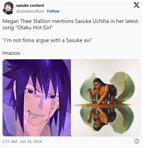 Megan Thee Stallion Mentions Sasuke Uchiha In Her Latest Song Otaku Hot Girl Megan Thee