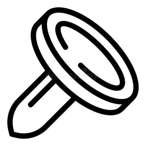 Stationery Notice Pushpin Icon Outline Vector School Supplies Stock