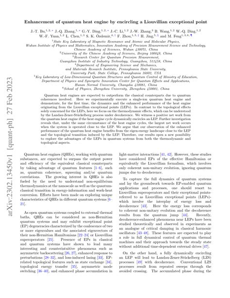 Pdf Enhancement Of Quantum Heat Engine By Encircling A Liouvillian Exceptional Point