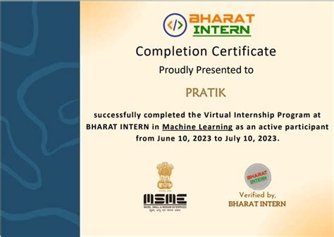 Pratik S On Linkedin Bharatintern Machinelearning Dataanalysis