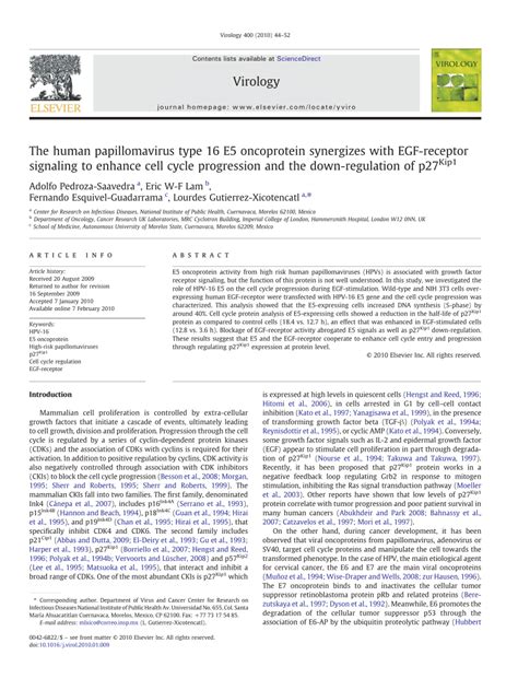 Pdf The Human Papillomavirus Type 16 E5 Oncoprotein Synergizes With