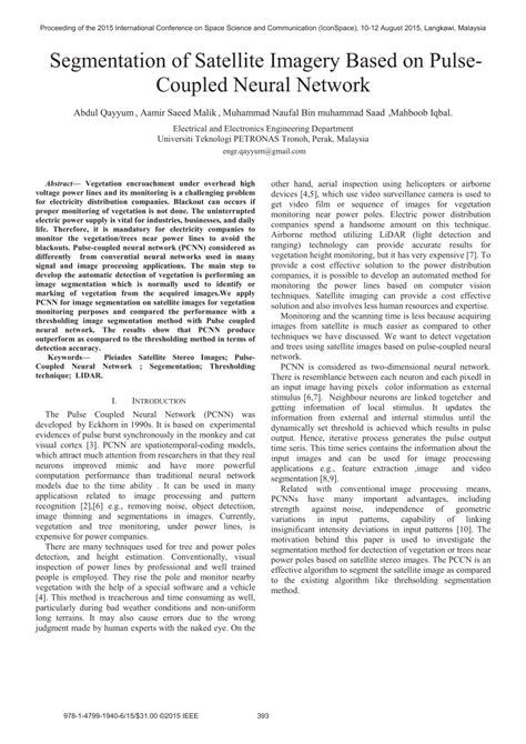 Pdf Segmentation Of Satellite Imagery Based On Pulse Coupled Neural Network
