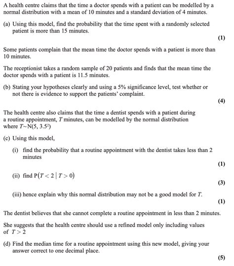 A Level Maths Test Normal Distribution Edexcel